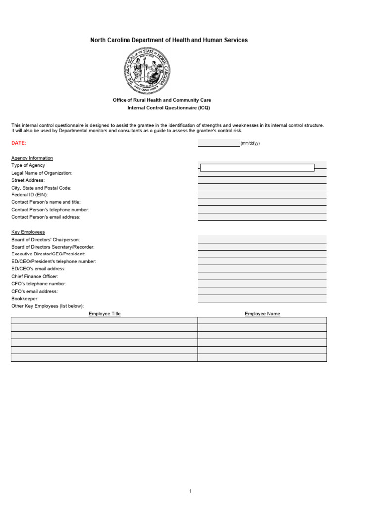Appendix A Internal Control Questionnaire (ICQ) | PDF | Receipt | Cheque
