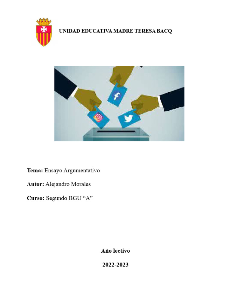 Ensayo Argumentativo | PDF | Servicio de redes sociales