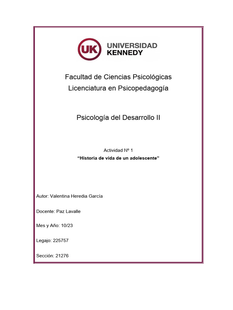 Actividad Evaluable (1A) Psicologia Del Desarrollo II | PDF | Adolescencia