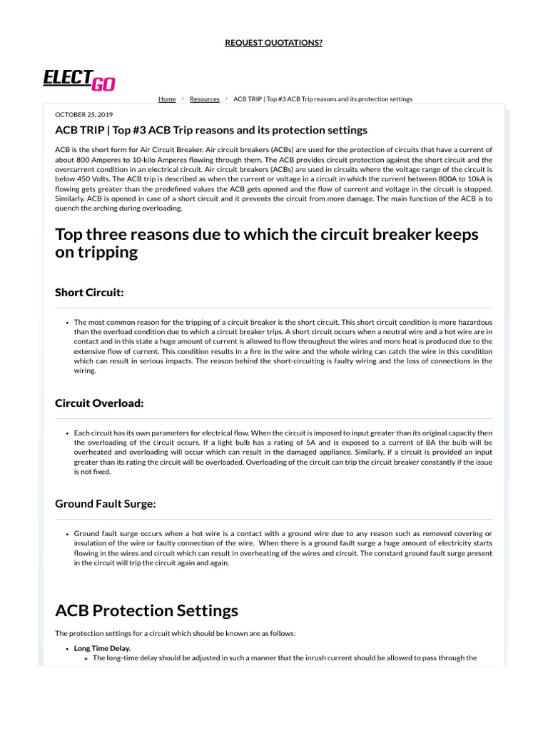 ACB TRIP - Top #3 ACB Trip Reasons and Its Protection Settings ...