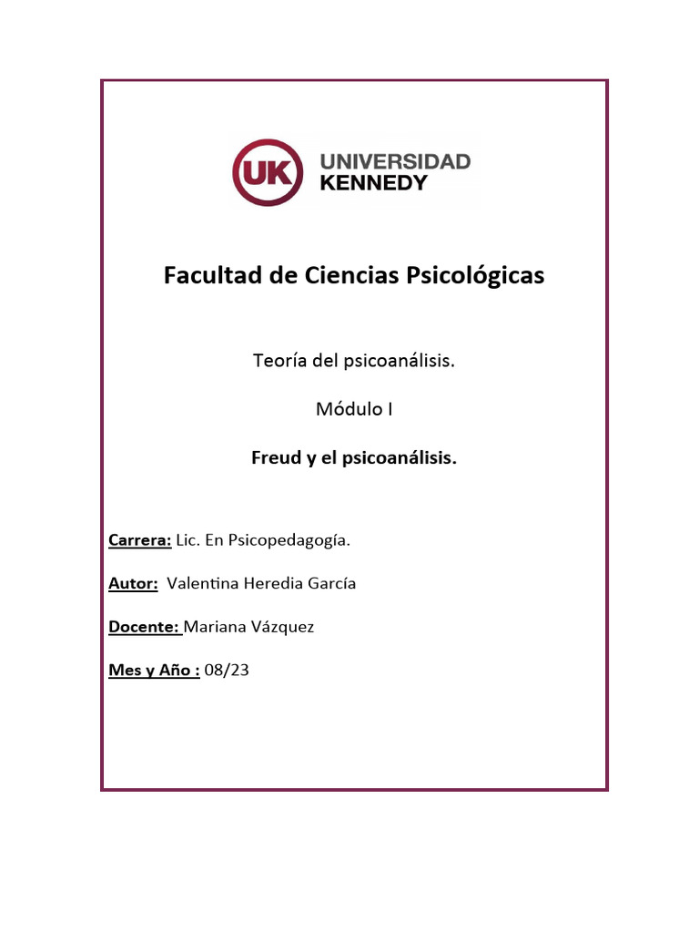 Actividad Evaluable (A1) Teoria Del Psicoanalisis. | PDF | Psicoanálisis | Mente inconsciente