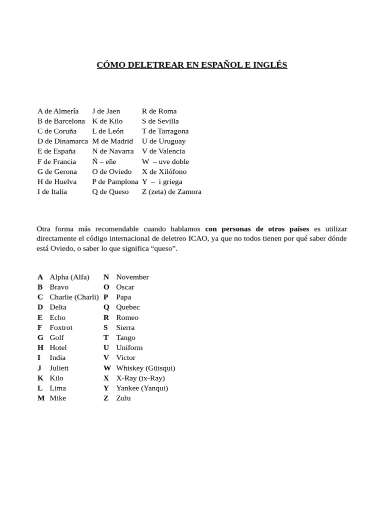 Deletrear en Español e Inglés | PDF