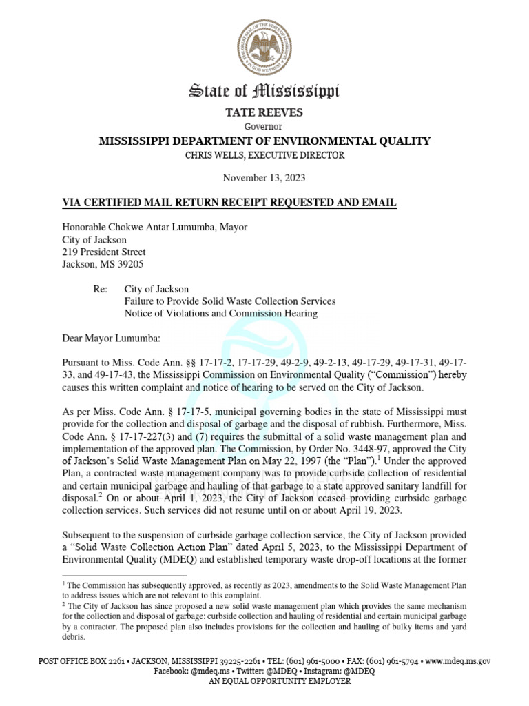 MDEQ Letter | PDF | Municipal Solid Waste | Waste Management