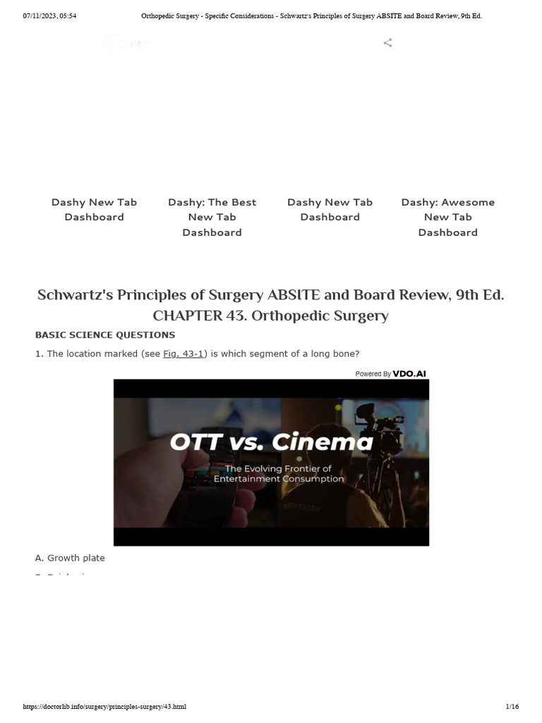 Orthopedic Surgery - Specific Considerations - Schwartz's Principles of ...