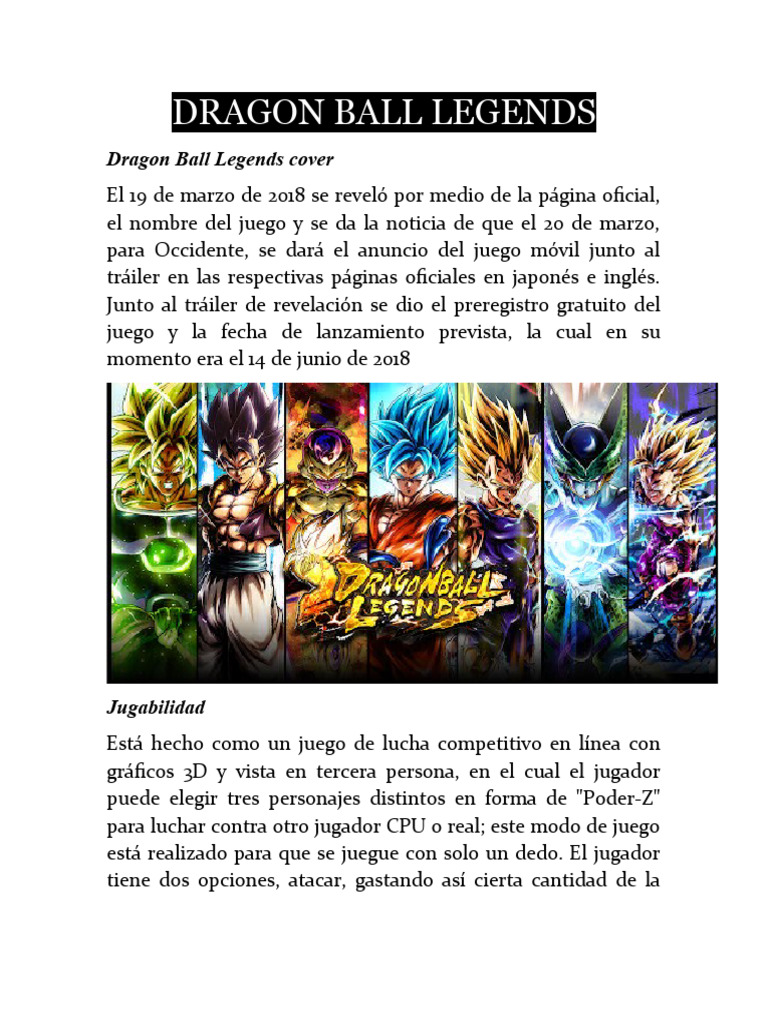 Dragon Ball Legends | PDF | esfera del dragón