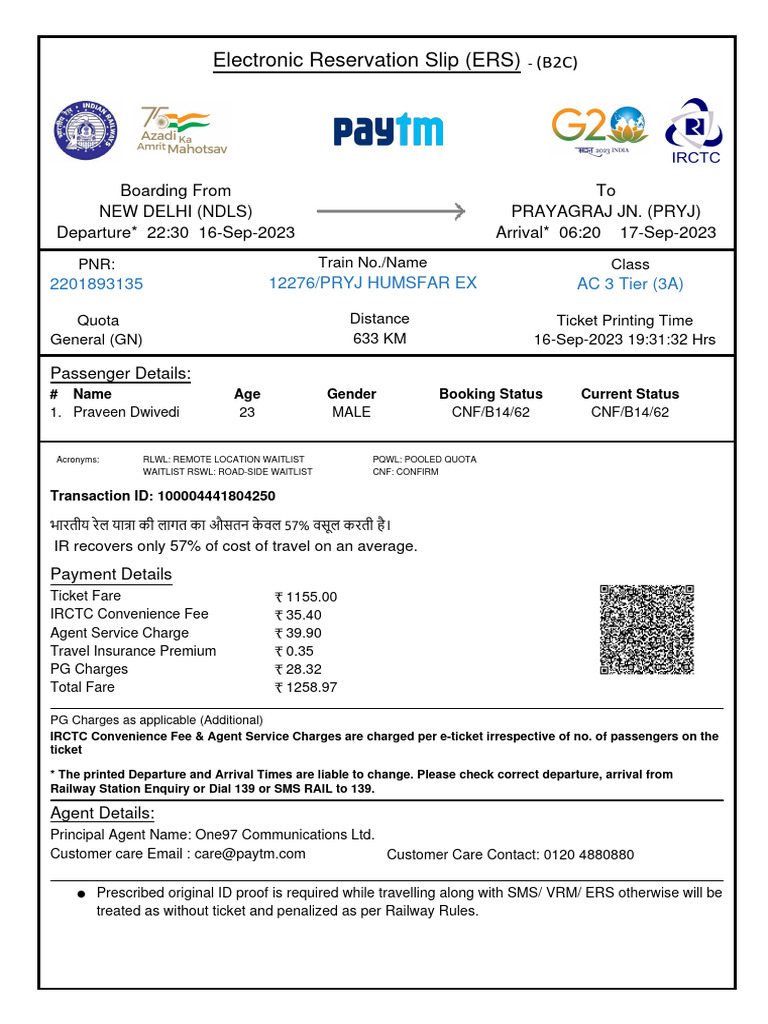 Train Ticket | PDF | Identity Document