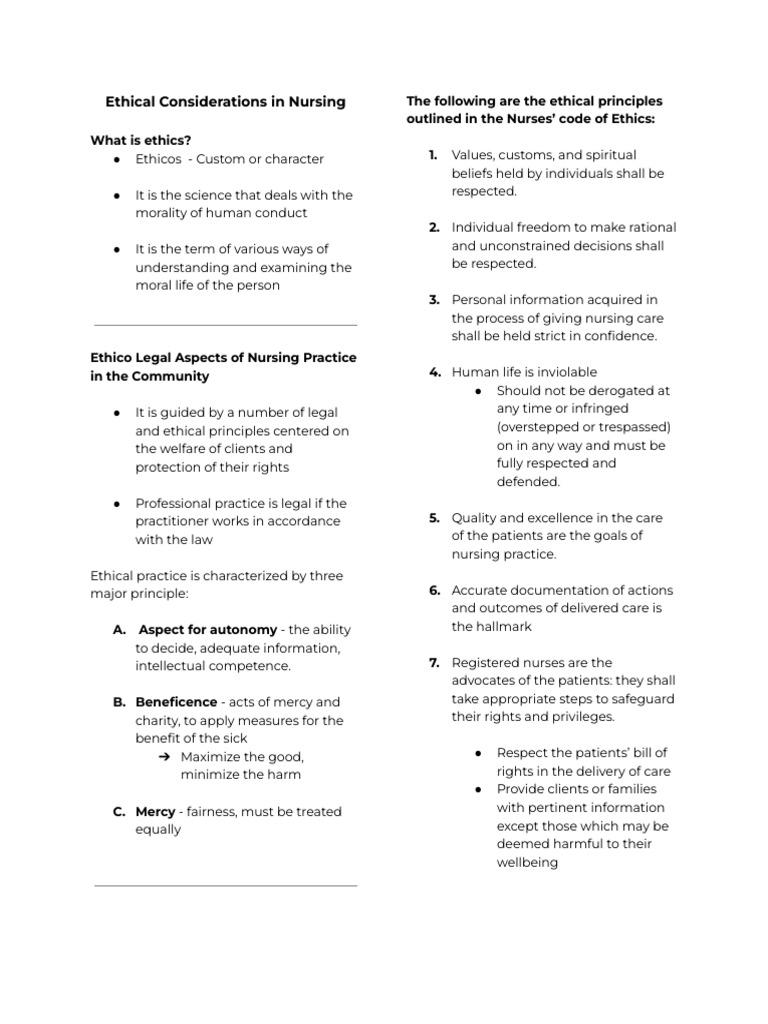 Ethical Principles in Nursing Practice | PDF | Nursing | Informed Consent