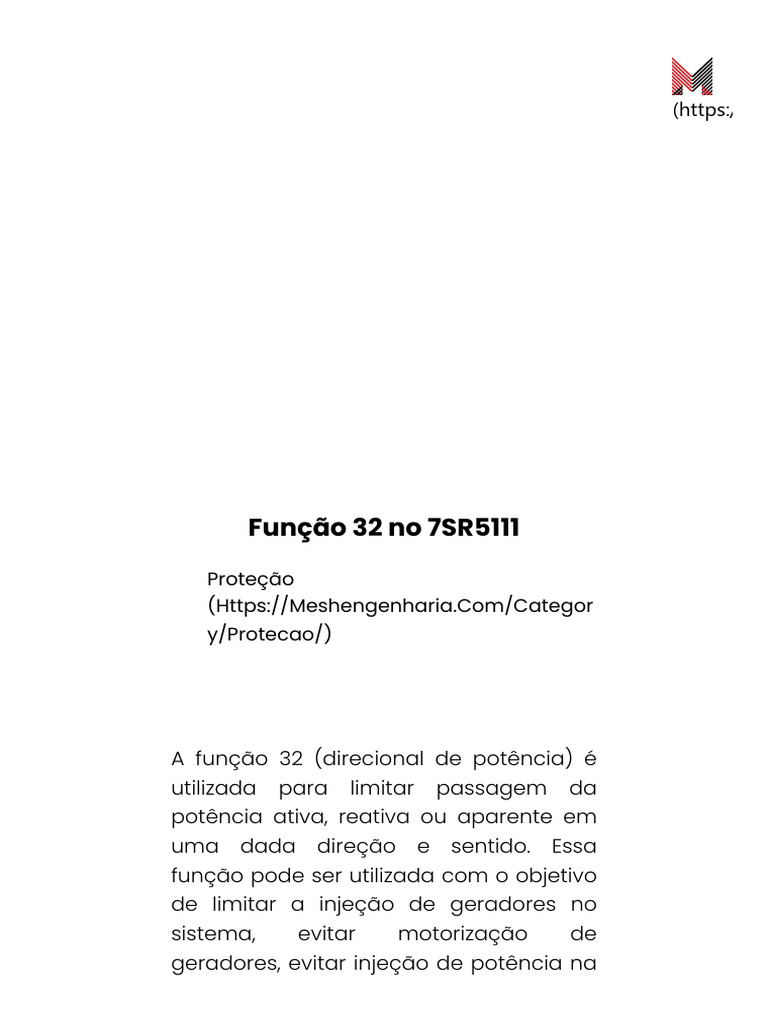Ajuste da Função 32 no 7SR5111 | PDF | Potência (Física) | Transformador
