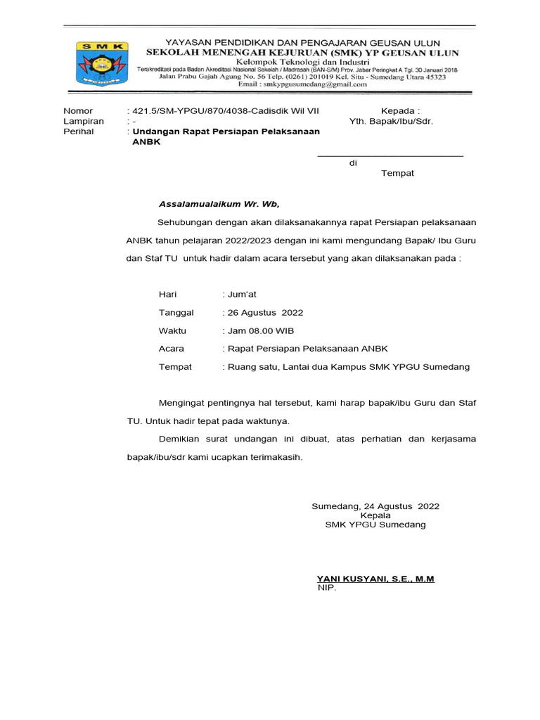 Surat ANBK | PDF