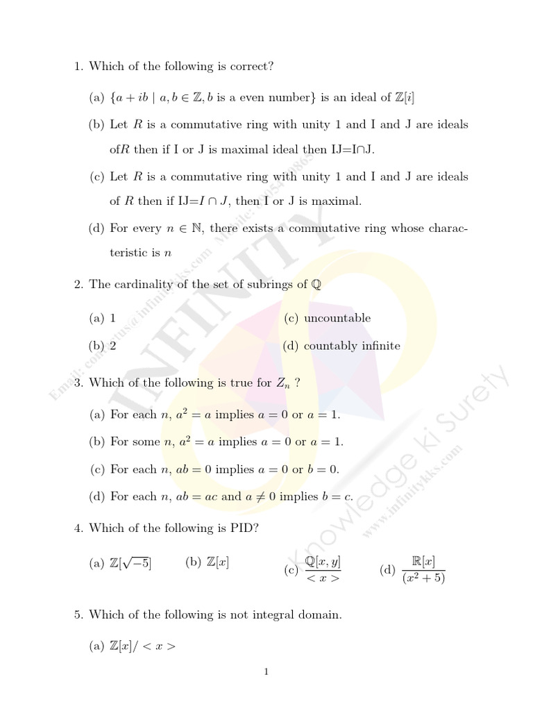 Aa Test Unit Iii | Download Free PDF | Ring (Mathematics) | Algebraic ...