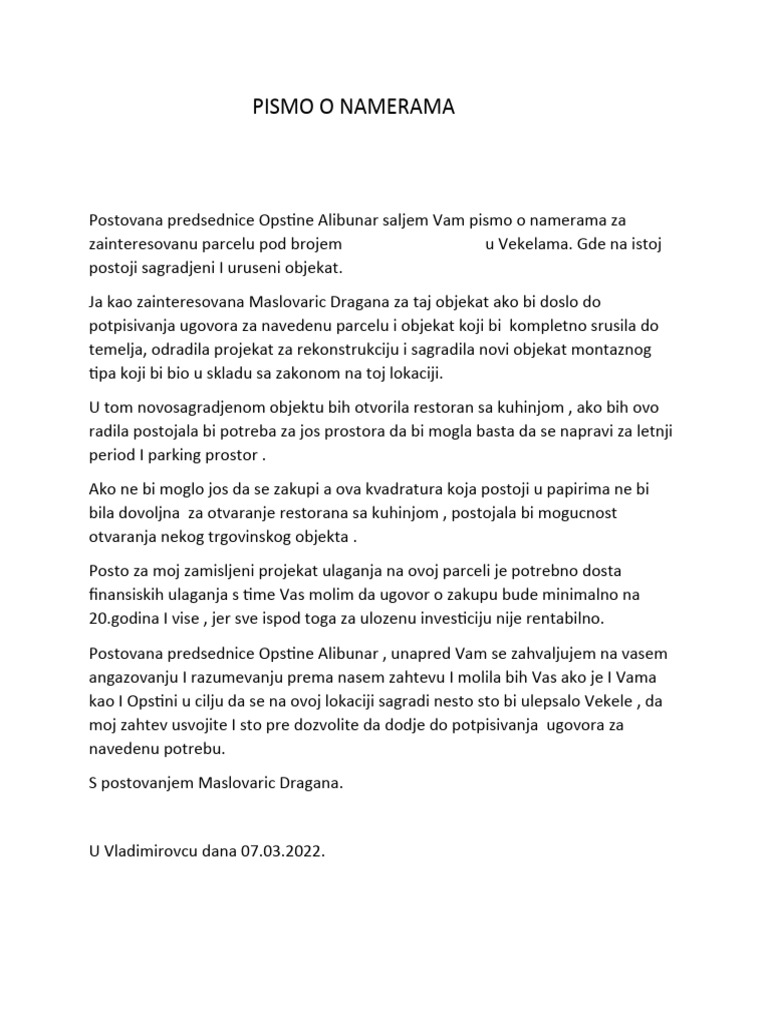 Pismo o Namerama | PDF