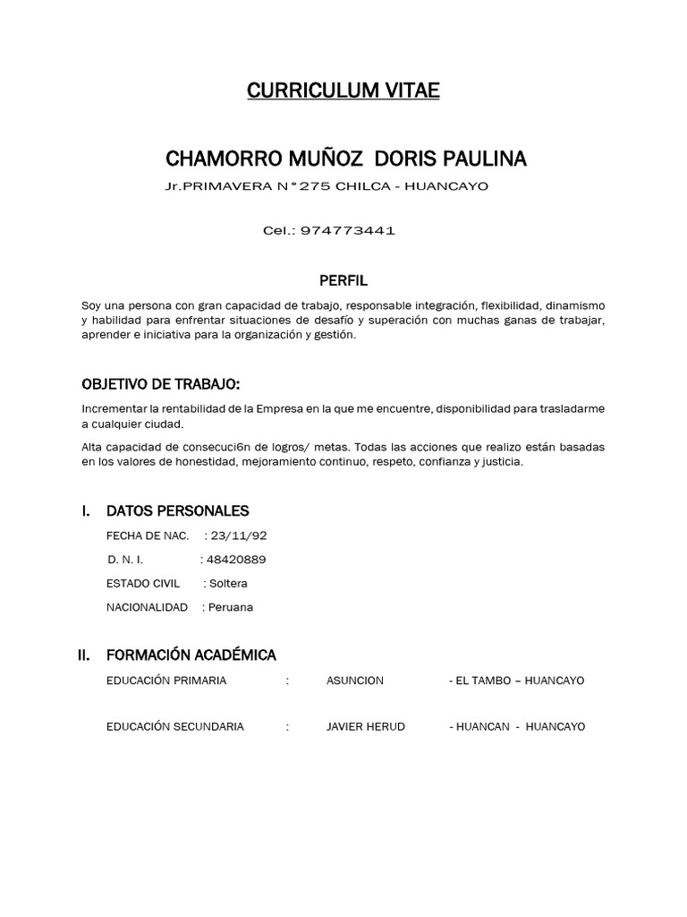 CV de Doris Paulina Chamorro | PDF