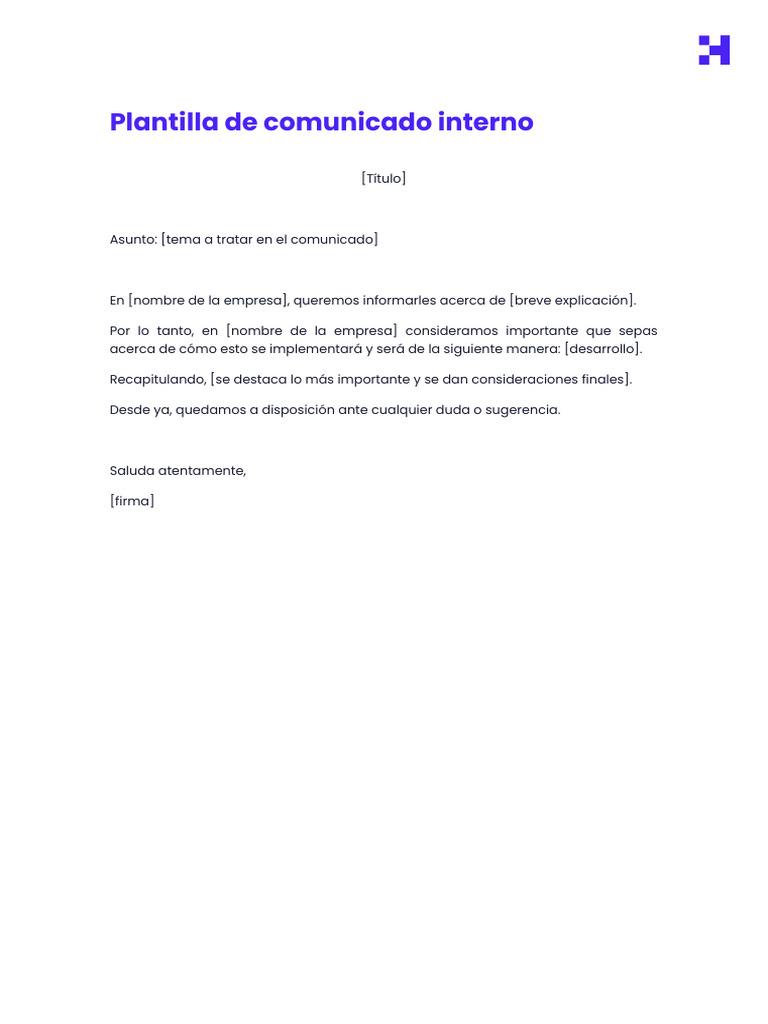 Plantilla de Comunicado Interno | PDF