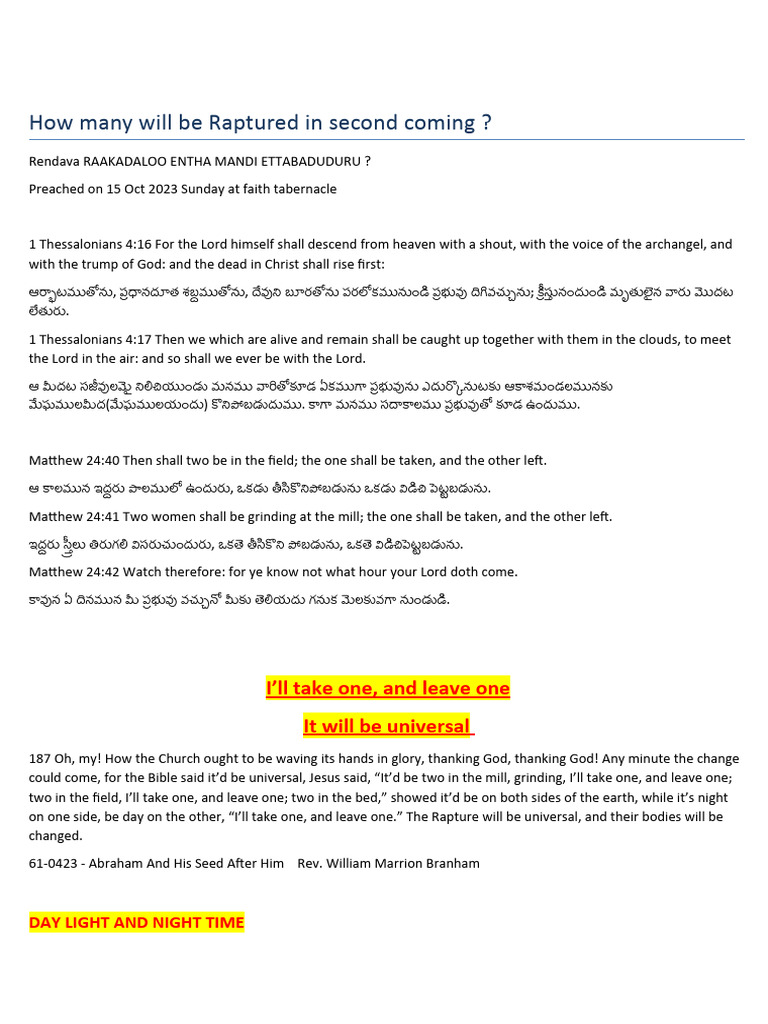 How Many Will Be Raptured by Sam | PDF | Rapture | Jesus