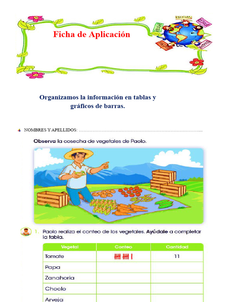2° FICHA DÍA 2 MAT ORGANIZAMOS LA INFORMACIÓN EN TABLAS Y GRÁFICOS DE BARRAS (1) | PDF