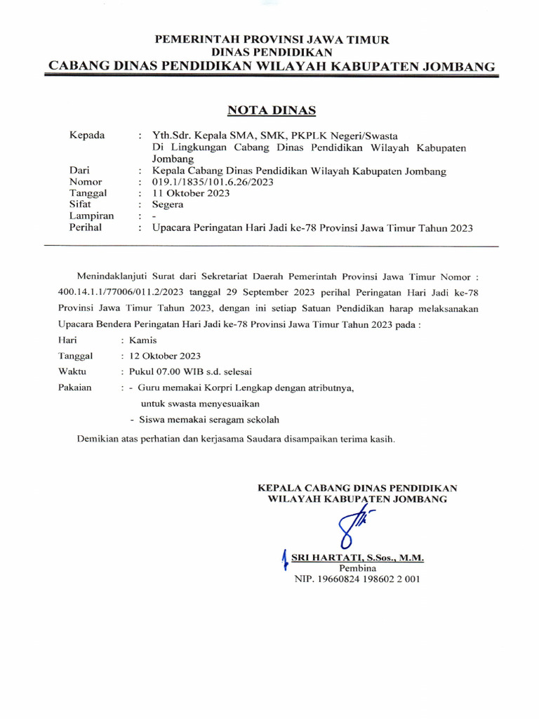 Nodin - Upacara 12 Okt 2023 - Lembaga | PDF