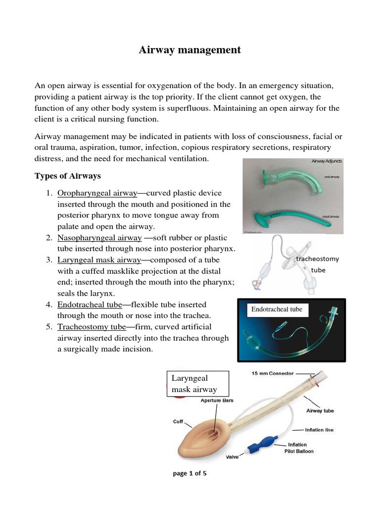 Airway Management Techniques and Tools | PDF | Medical Treatments ...