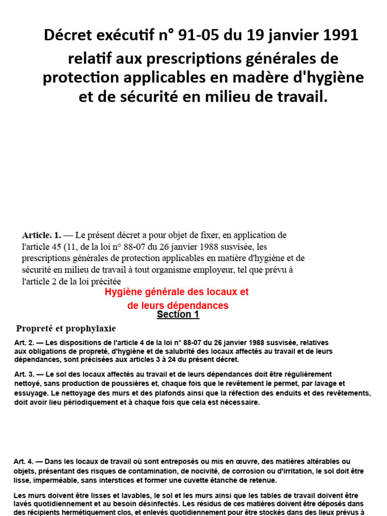 DEcret 91-05 | PDF | Ventilation (Architecture) | Assainissement