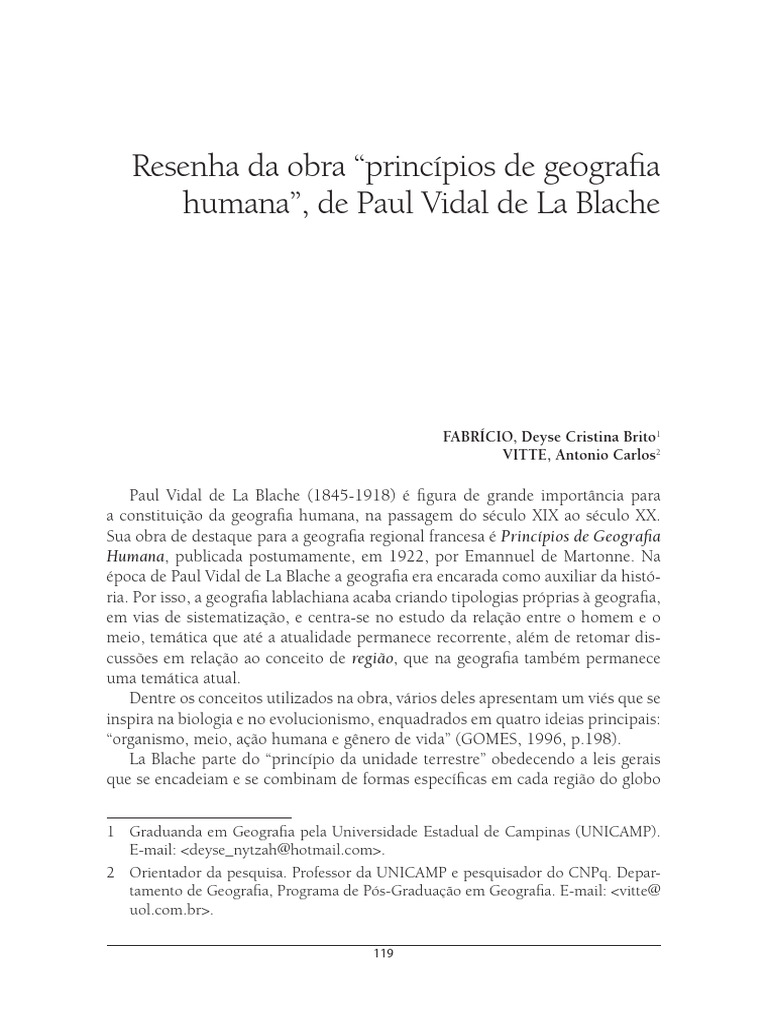 Biografia de Paul Vidal de La Blache | PDF | Geografia | Vida