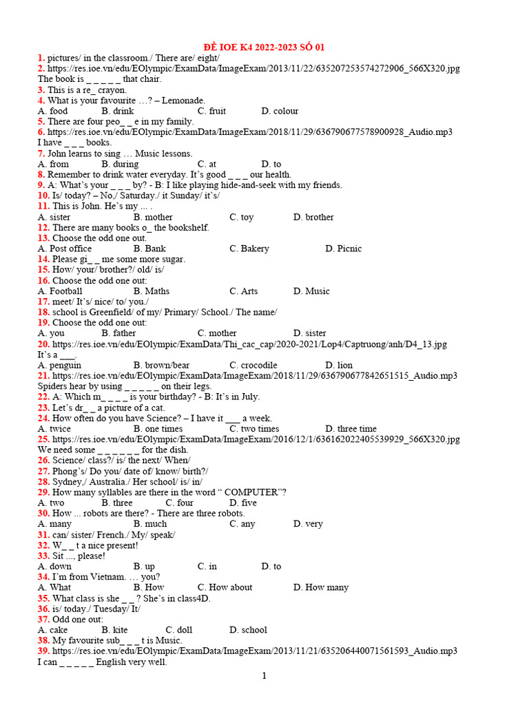 50 ĐỀ IOE K4 2022-2023 | PDF | Travel