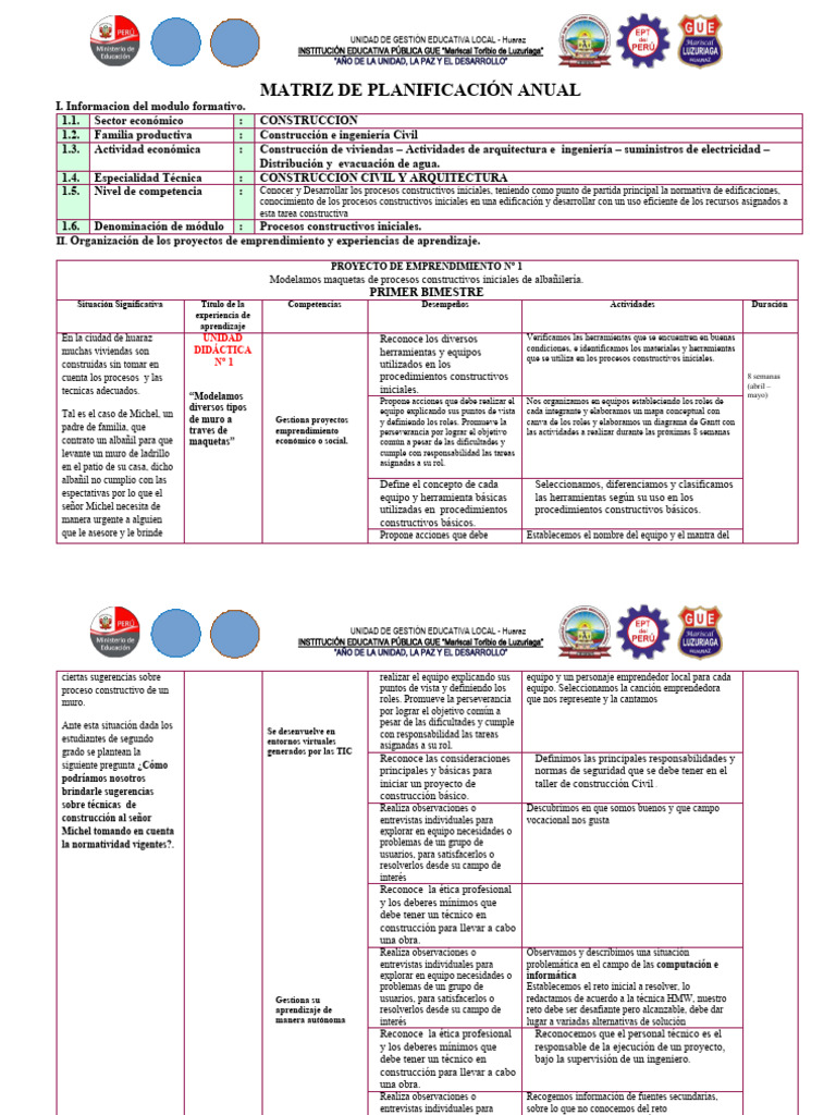 Matriz de Planificacion Anual | Descargar gratis PDF | Iniciativa empresarial | Aprendizaje
