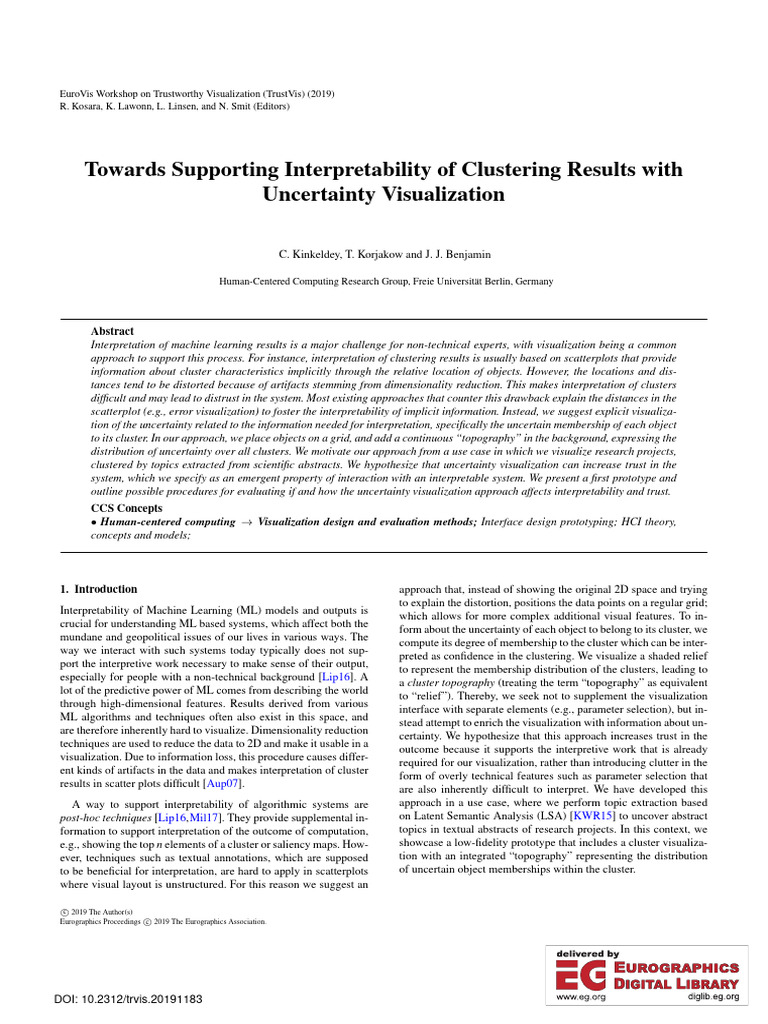 Towards Supporting Interpretability of Clustering Results With Uncertainty Visualization | PDF ...