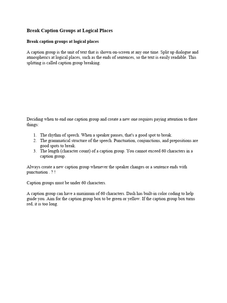 Captioning Rules and Guidelines | PDF | Word | Sentence (Linguistics)