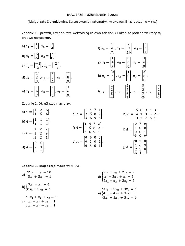 MACIERZE Uzupelnienie 2023 | PDF
