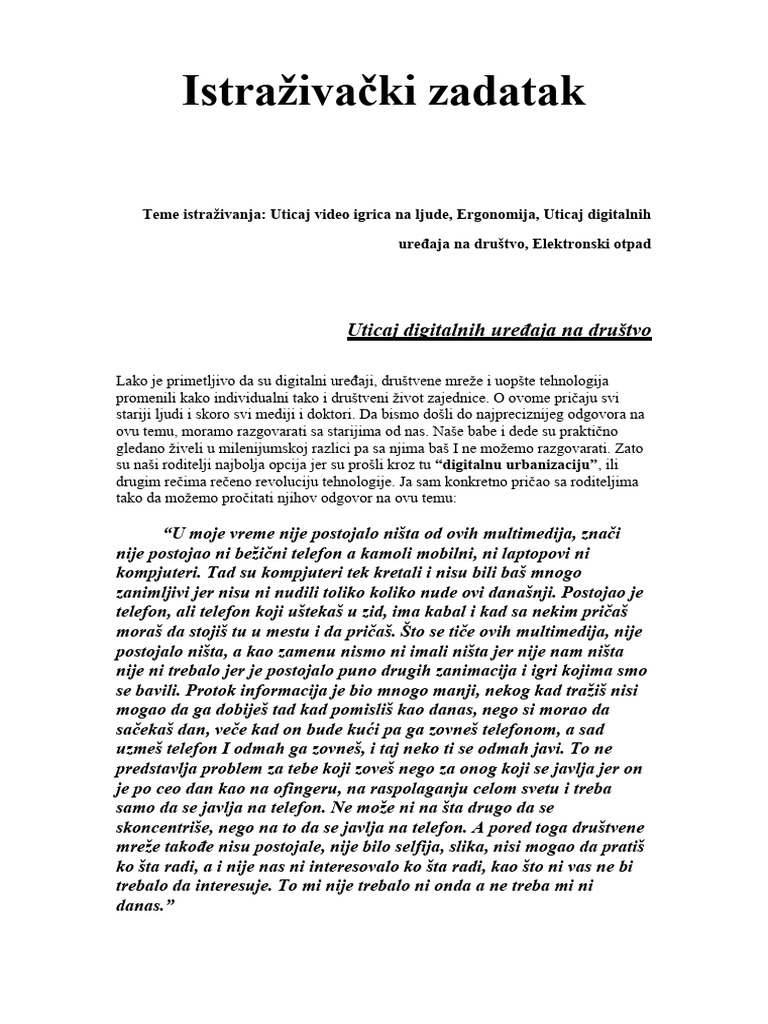 Istraživački Zadatak Informatika | PDF