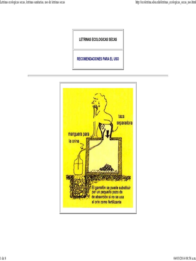 Letrinas Ecologicas Secas, Letrinas Sanitarias, Uso de Letrinas Secas ...