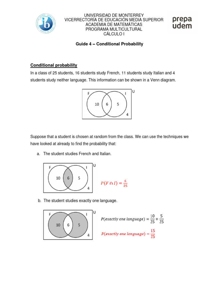 4 - Conditional Probability - MC - Guide and Lab | PDF