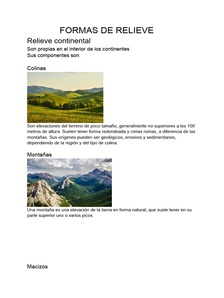 Formas de Relieve | PDF | Estuario | Montañas