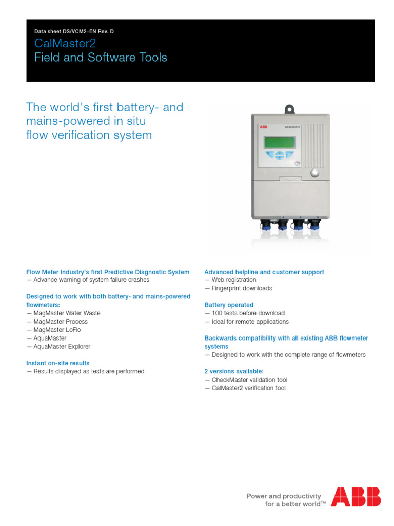 CalMaster2 Field and Software Tools. The World's First Battery - and Mains-Powered in Situ Flow ...