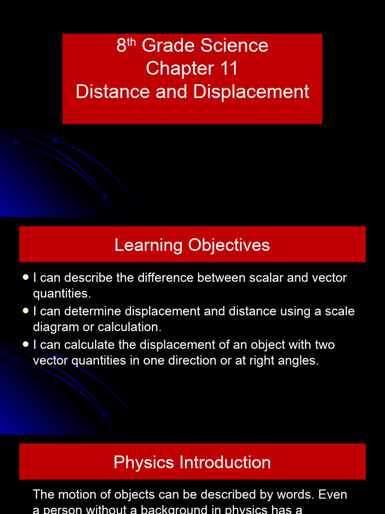11-1 Distance and Displacement With On Same Slide | PDF | Euclidean Vector | Distance