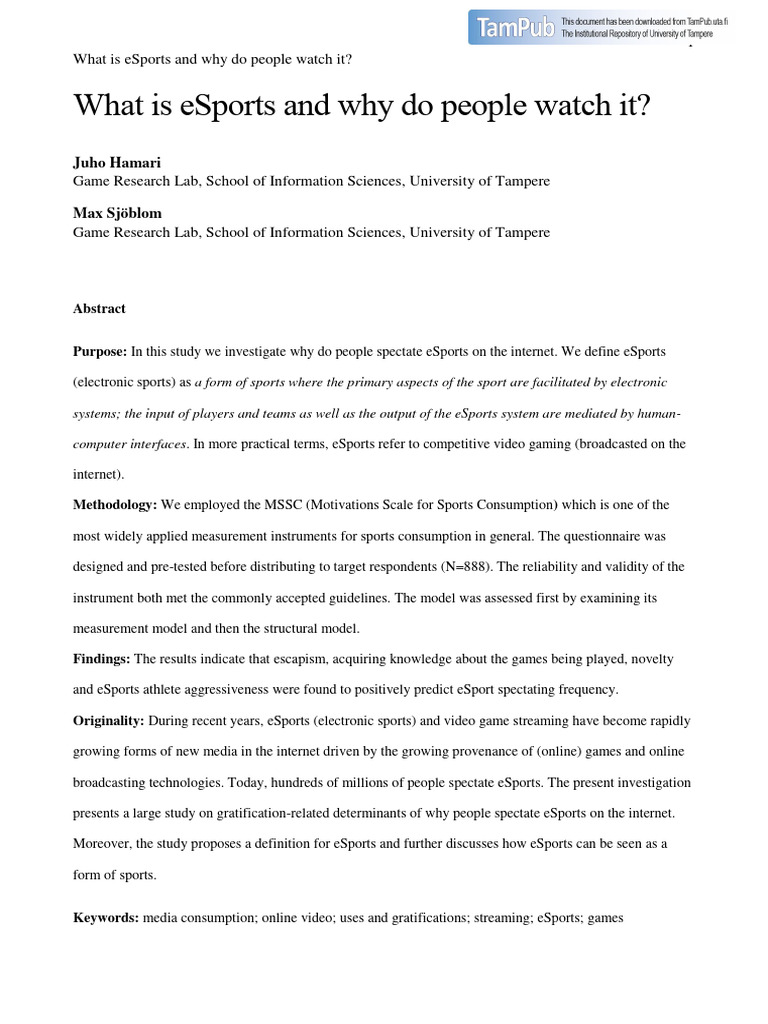 What Is Esports and 2017 | PDF | Motivation | Motivational