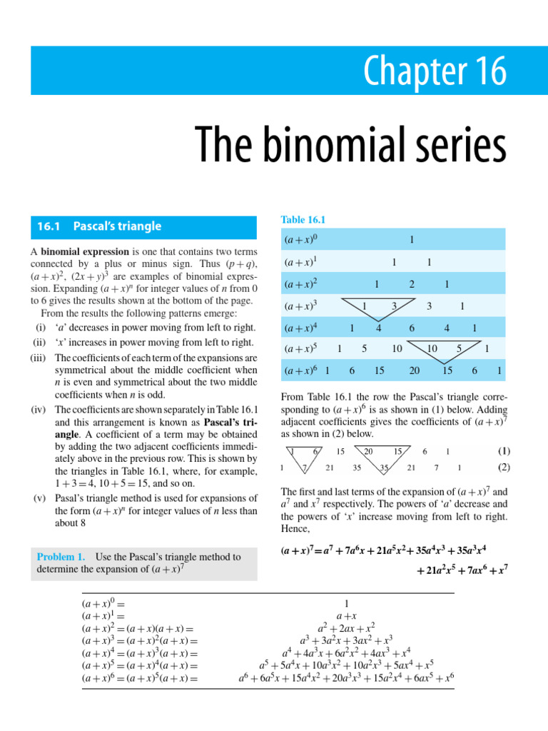 The Binomial Series | PDF | Mathematical Analysis | Elementary Mathematics