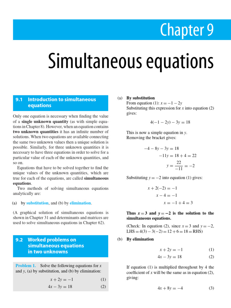 Simultaneous Equations | PDF | Equations | Acceleration