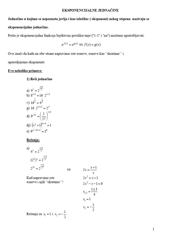 2.eksponencijalne Jednacine | PDF
