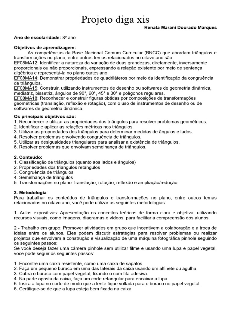 Projeto Diga Xis | PDF | Triângulo | Câmera