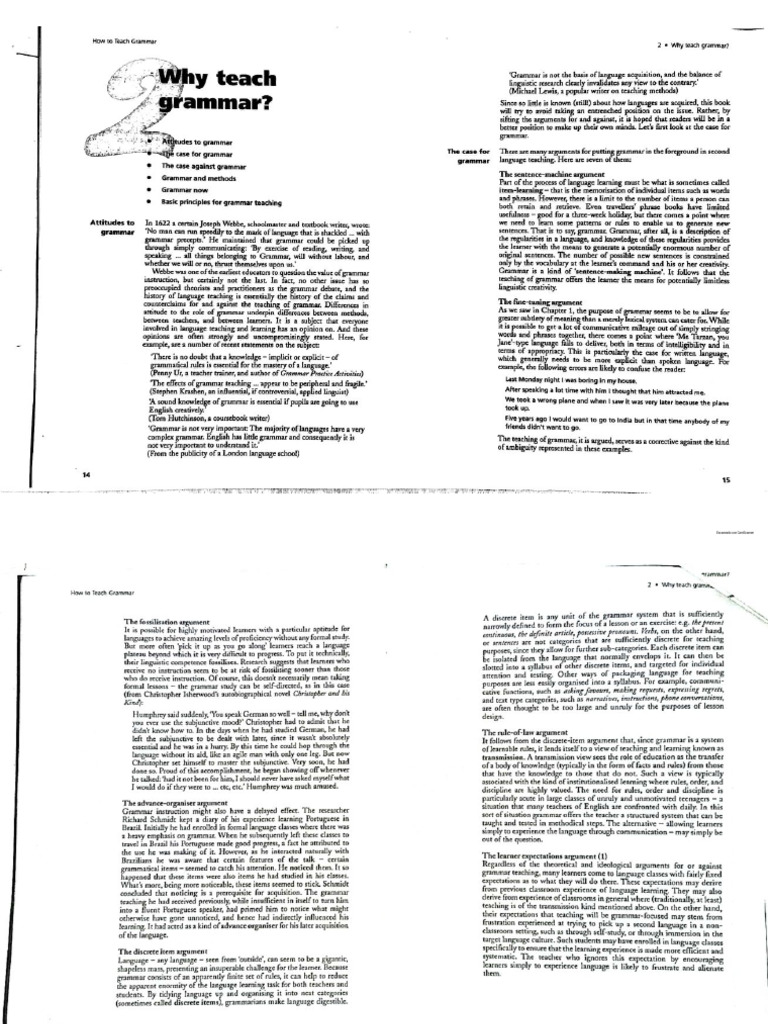 CH 2 - Why Teach Grammar (Thornbury) | PDF