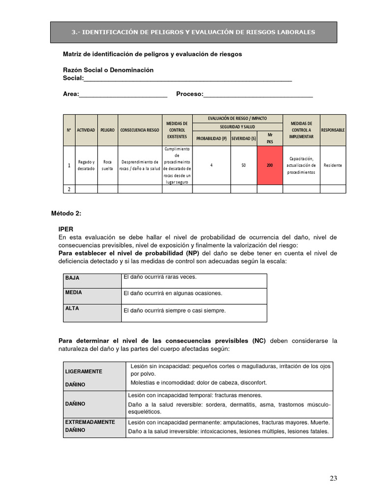 Identificacion de Peligros y Evaluacion de Riesgos Laborales | PDF | Riesgo | Evaluación de riesgos