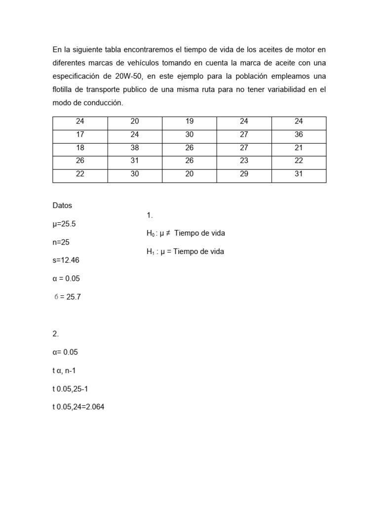 T de Student Proyecto | PDF