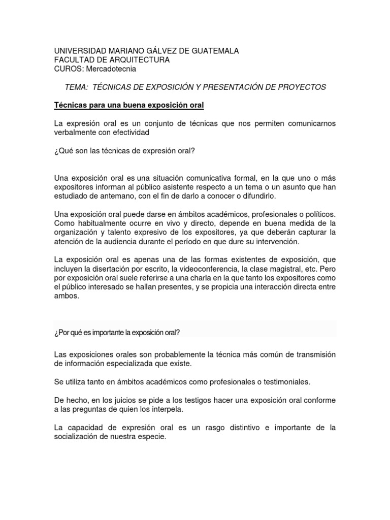 Modulo 2 Tecnicas para Una Buena Exposicion Oral - Presentacion de ...