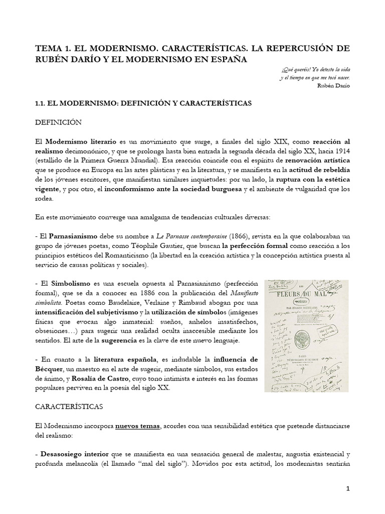 Modernismo: Definición y Características | PDF | Simbolismo (Artes)