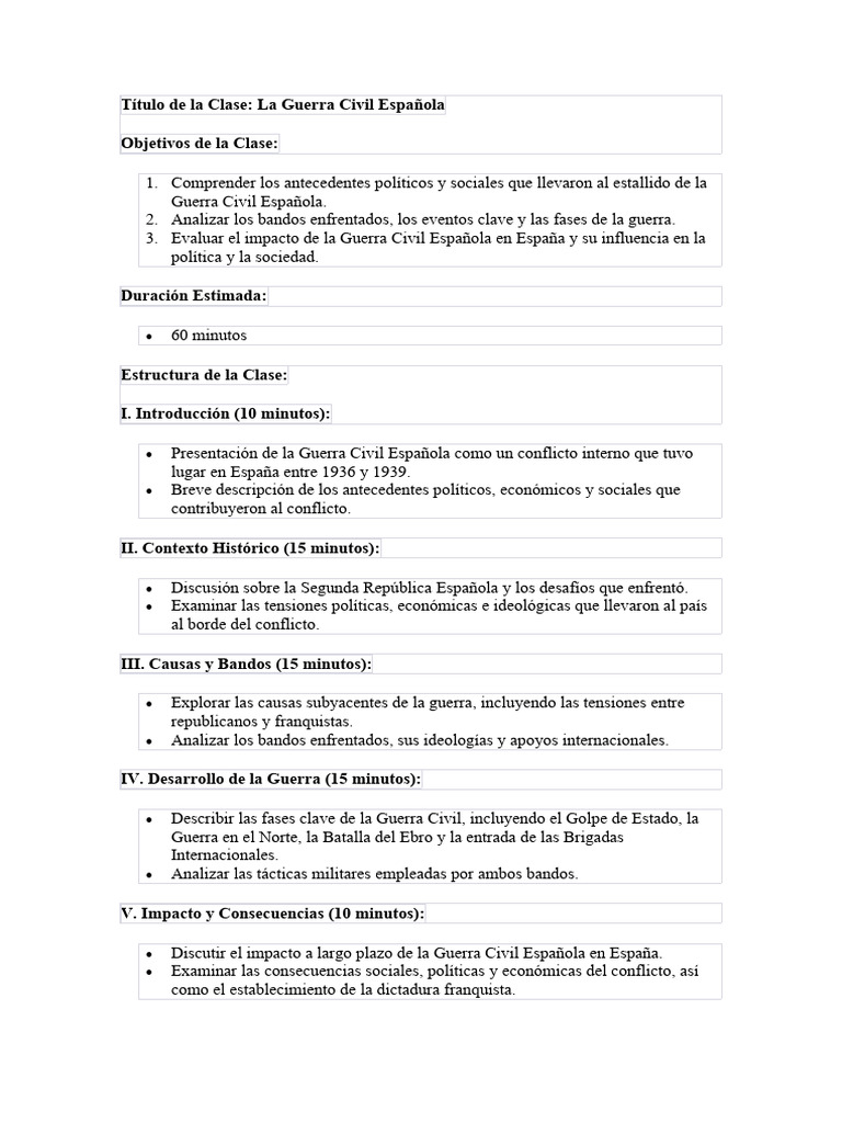Clase de La Guerra Civil Española | PDF | guerra civil Española | España