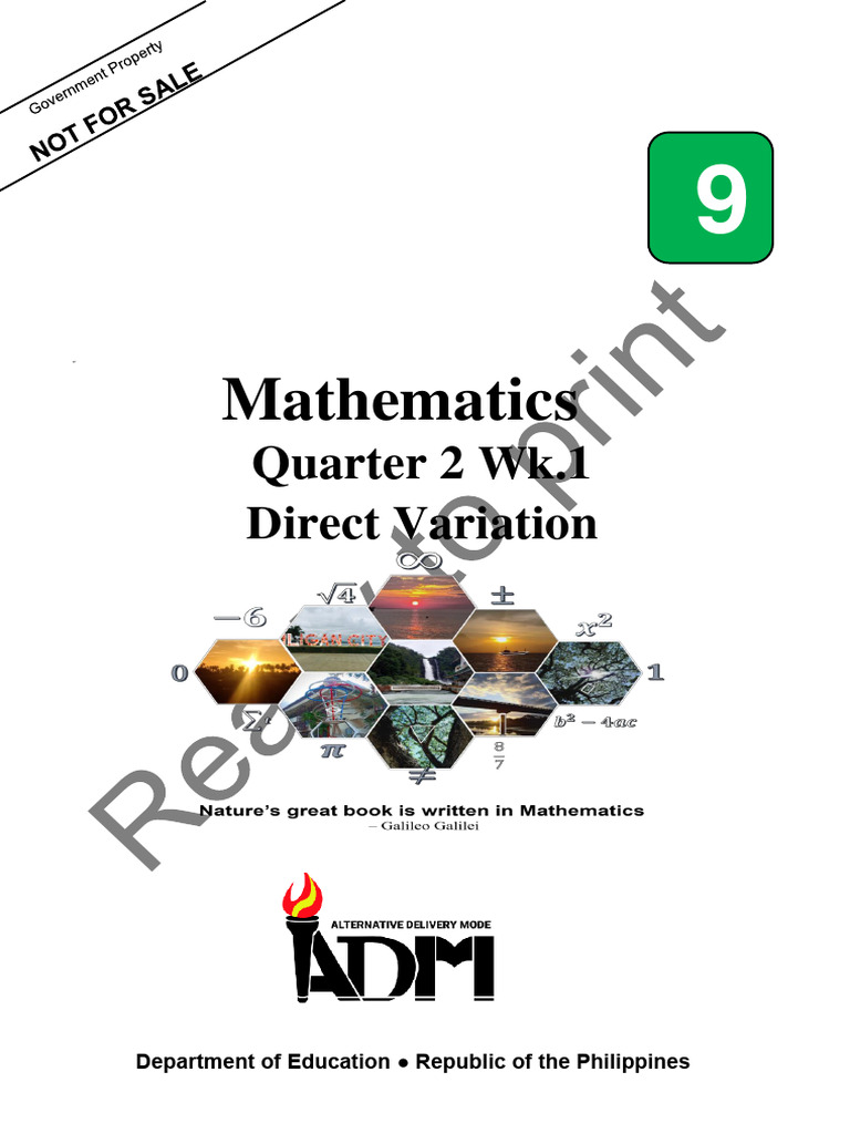 Math9 Q2 Mod2 Wk1 .DirectVariation Version5 | PDF | Equations | Mathematics