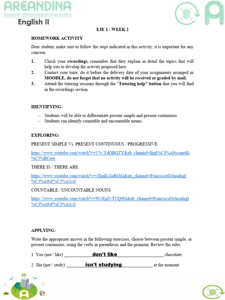 English 2 - EJE 1 - Week 2 | PDF | Morphology | Human Communication