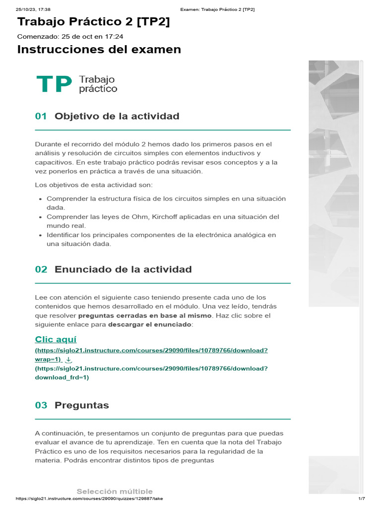 Examen - Trabajo Práctico 2 (TP2) - 1-1 | PDF | Condensador | Red eléctrica
