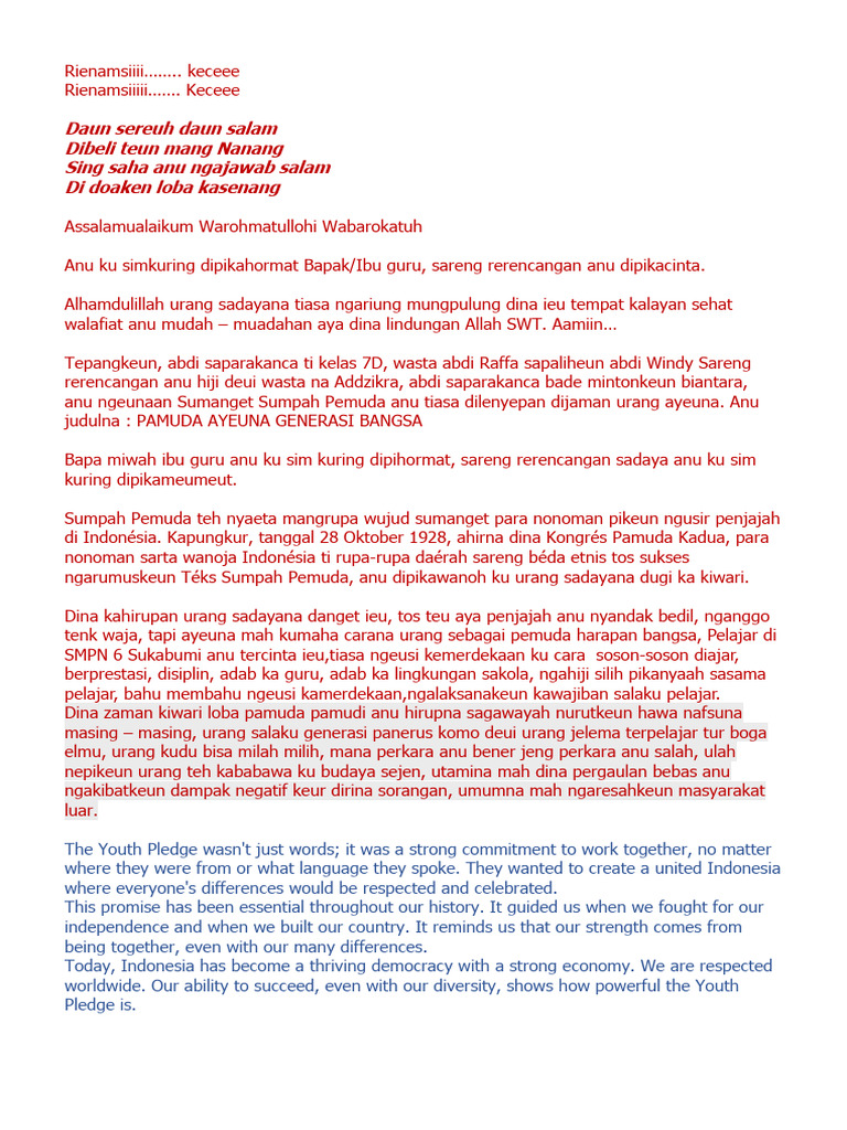 Pidato 3 Bahasa | PDF