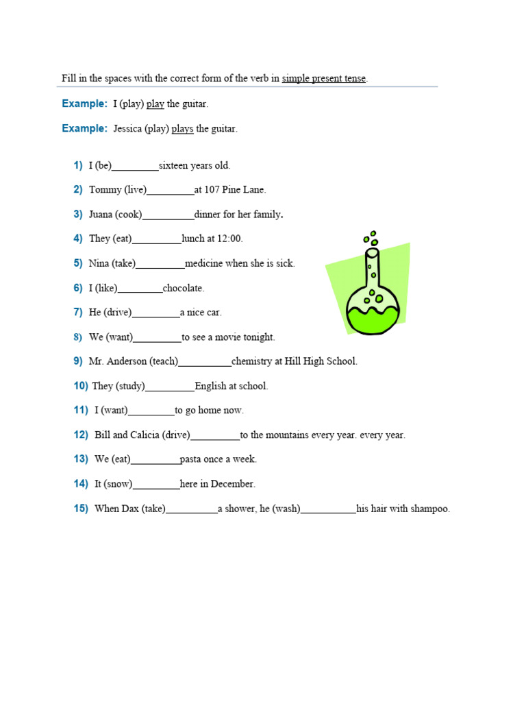 Present Tense Exercise 9 | PDF